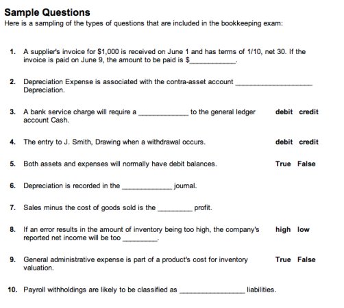 Accounting Worksheet Practice Questions